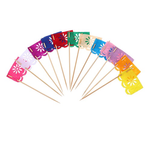 Mexican Fiesta Cake Decorations 24pcs Mini Paper Flags | eBay