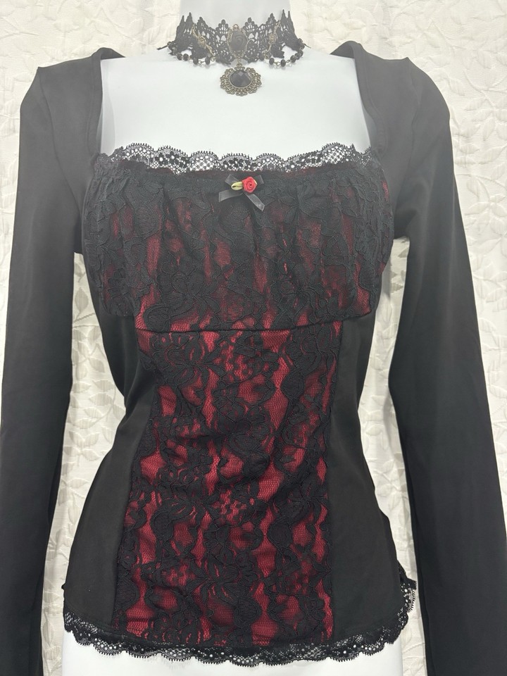 Black & Red Lace Gothic Top – UK 10 / US 6 | eBay UK