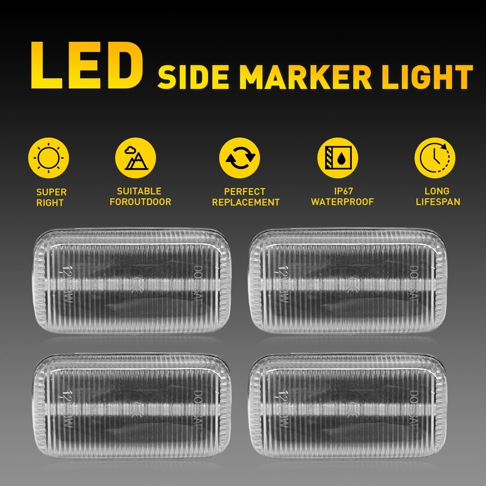 4-40 Amber Red Lamp Clear LED Light Side Fender Fit 15-23 Chevy ...