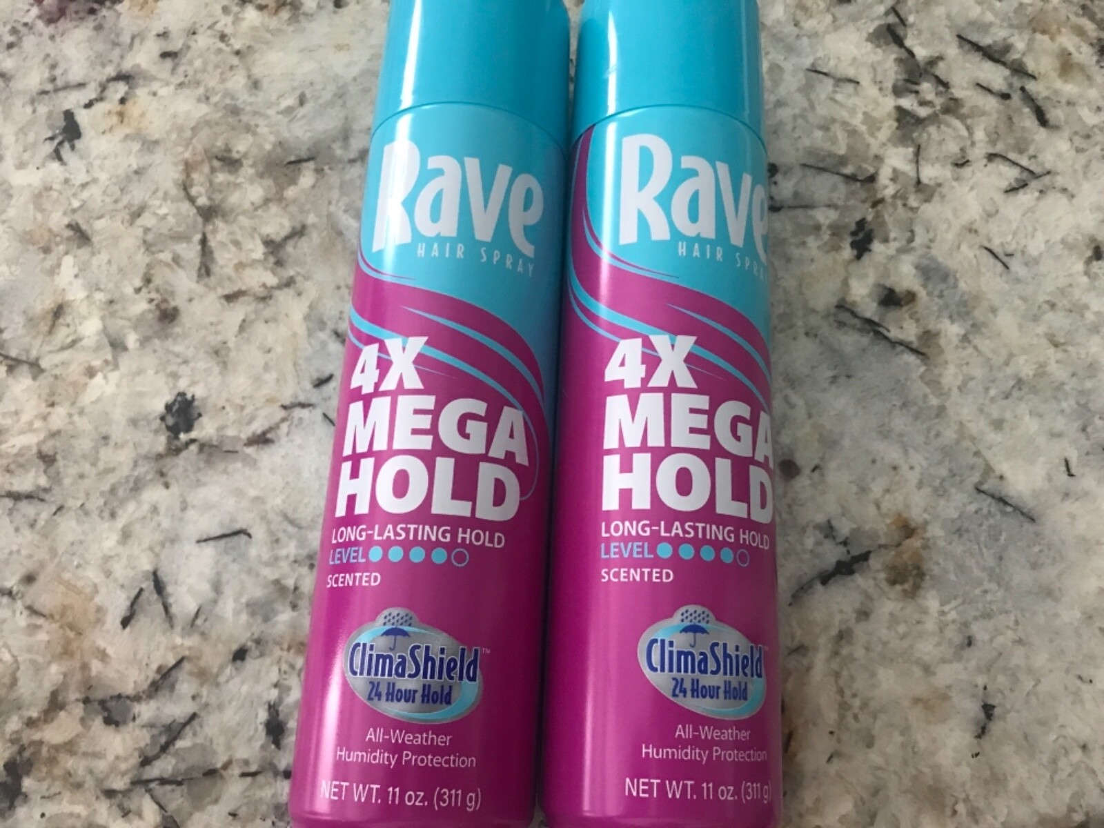 LOT of 2 RAVE scented Hair Spray 24 Hour 4X Mega Hold Each 11oz Each ...