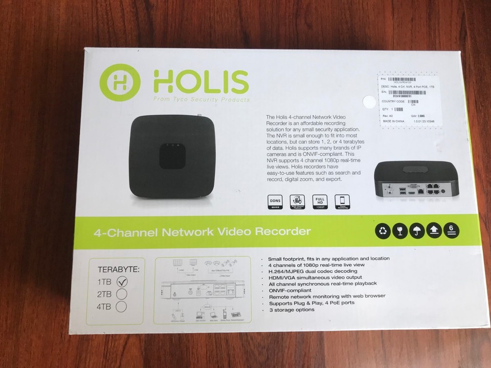 Holis HOLNVR04100 4 Channel 1080p Network Video Recorder 4 Port POE ...