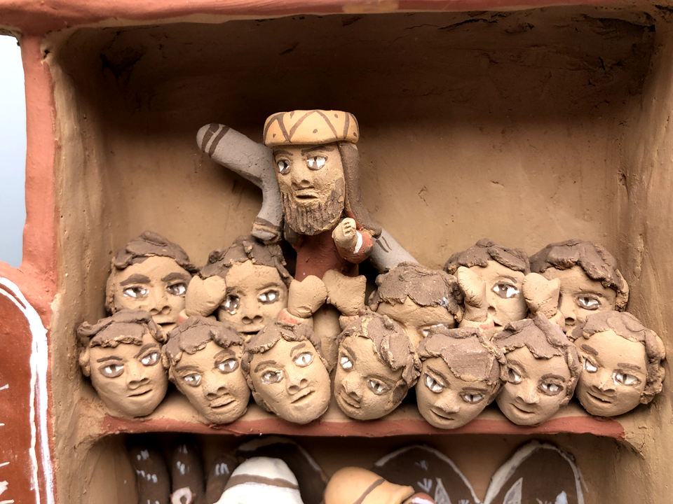 12x8 Rare Peruvian Latin American Folk Art Clay 3 Tier Jesus Nativity ...