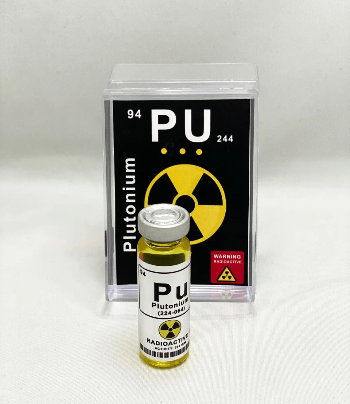Plutonium Vial Bottle with Display Collectable Box Radioactive Nuclear ...