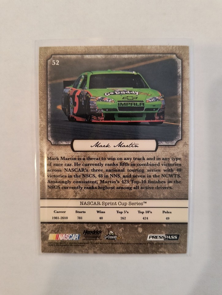 2010 Press Pass Legends Mark Martin #52 NASCAR Racing Card | eBay