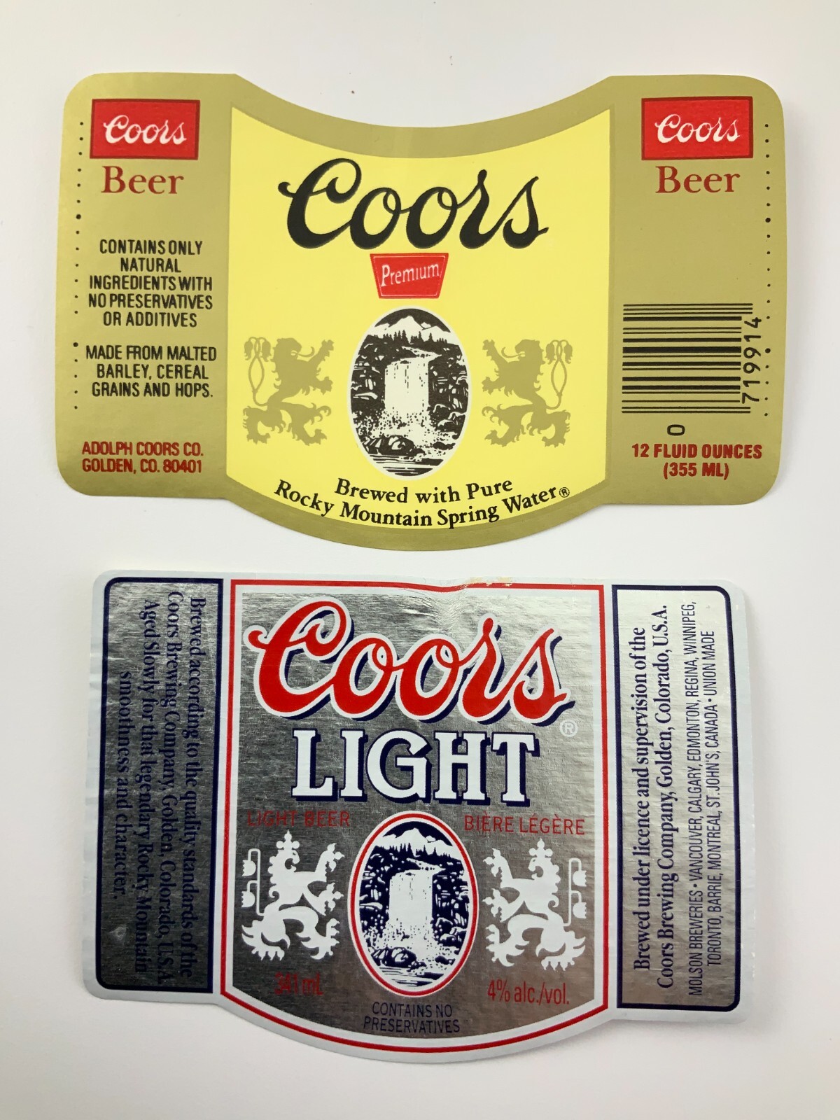 Coors Rocky Mountain Spring Water Beer Label Coors Light AA854 | eBay