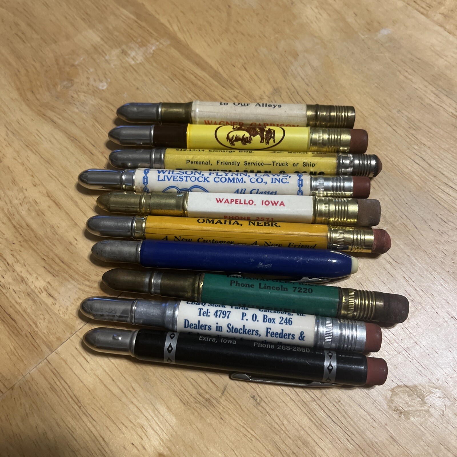 Lot Of 10 Vintage Bullet Pencil Advertising Lot Livestock Commission ...