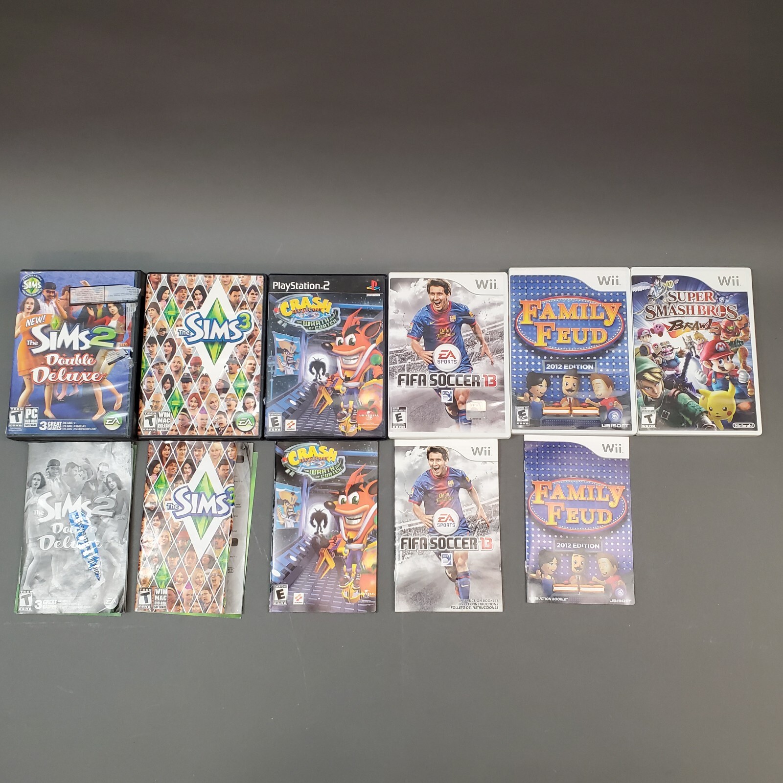 Playstation 2 + Wii + PC Empty Game Box Lot of 6 w/ most Manuals READ ...