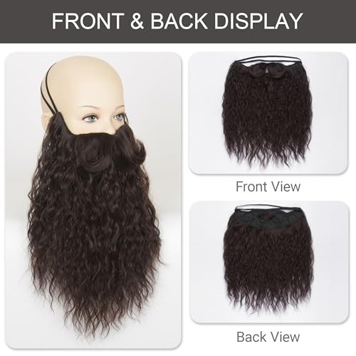 Long Curly Wizard Dwarf Fake Beard with Handlebar Mustache Costume ...