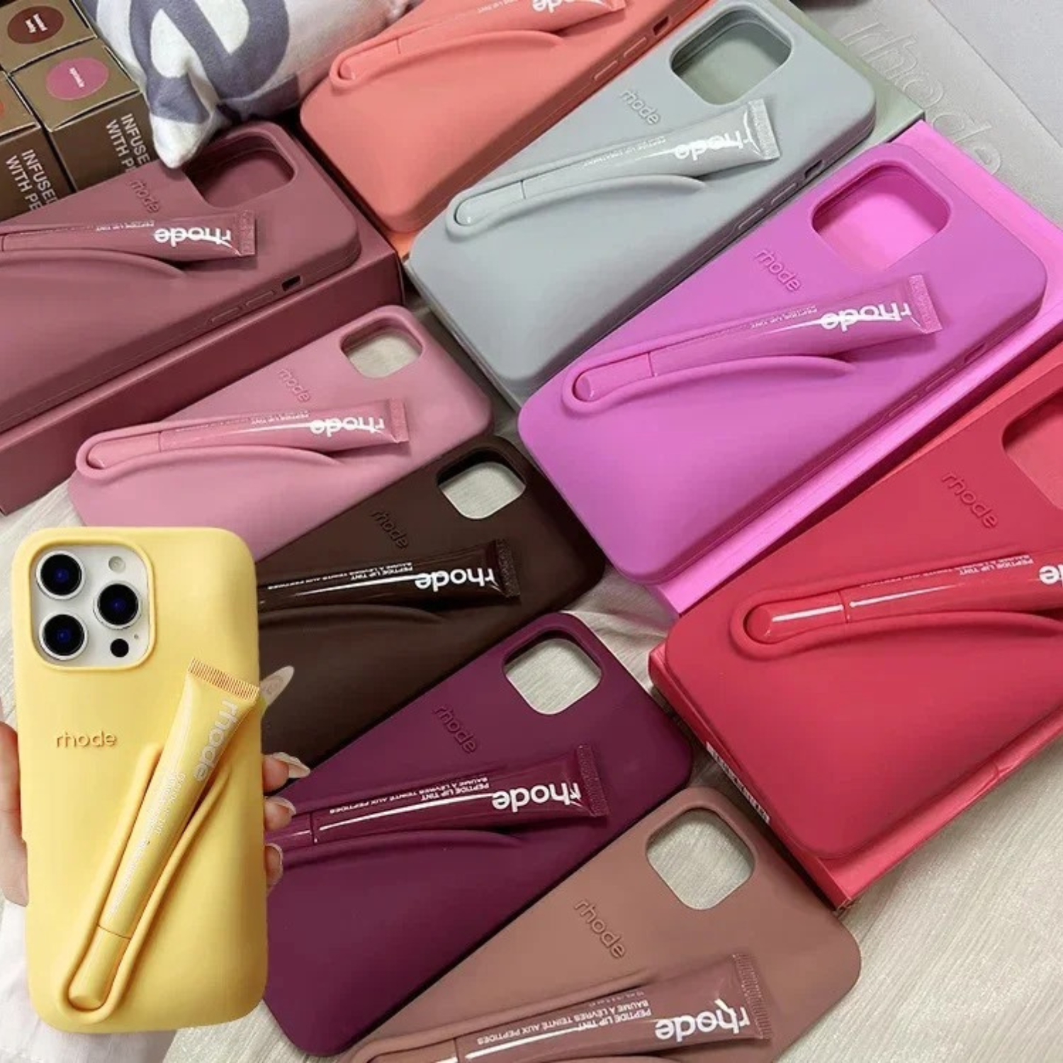 Rhode Lip-tint Silicon Phone Cases WITH Lipgloss iPhone 11 12 13 14 15 ...