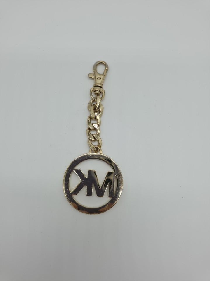 Michael Kors Key Chain Bag Charm Hangtag Gold Tone MK Logo Pendant Key ...
