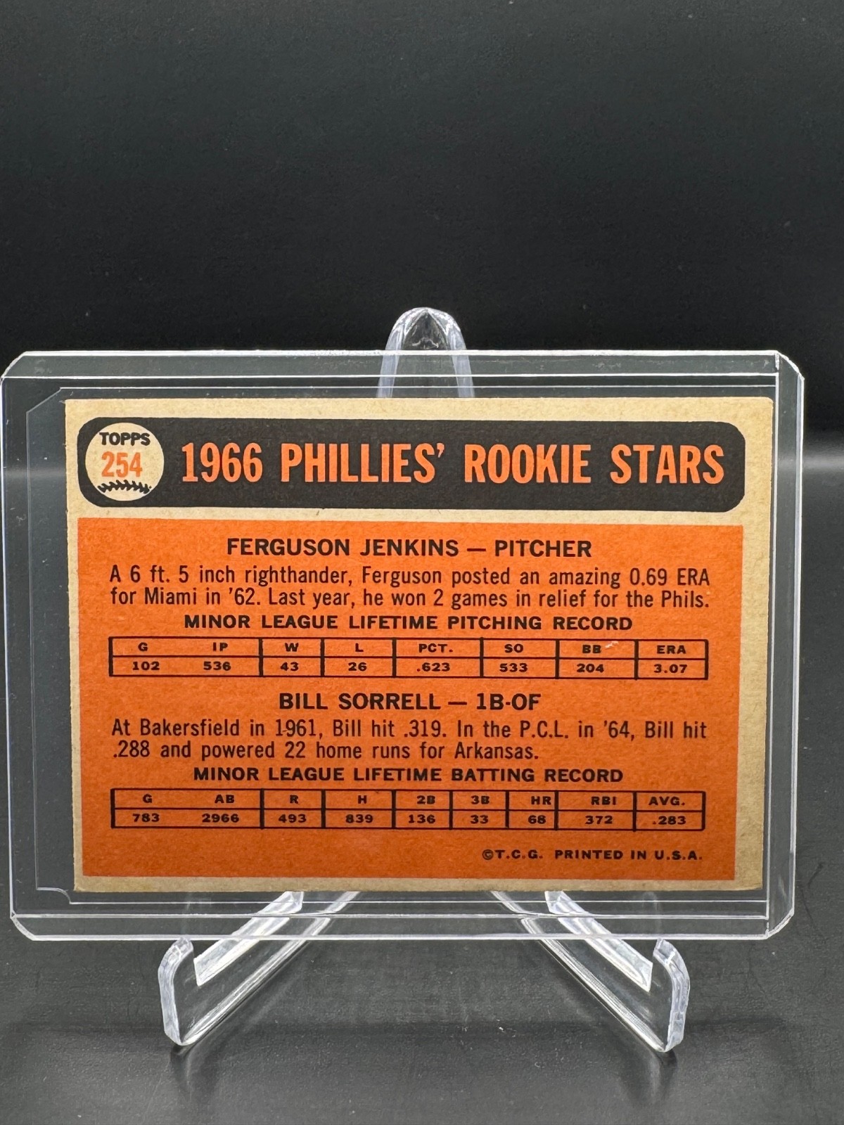 1966 TOPPS! FERGIE JENKINS! BILL SORRELL! RC! PHL PHILLIES! #254 VG-EX ...