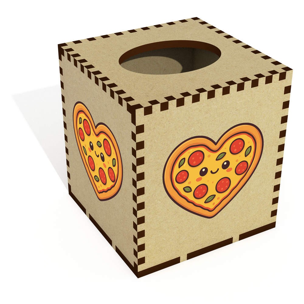 Square 'Heart Pizza' Wooden Tissue Box Cover (TB00070425) | eBay UK