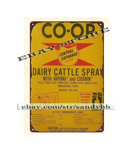 FARMERS UNION CO OP COW DAIRY CATTLE SPRAY metal tin sign collective ...