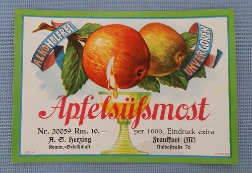 Old Bottle Label Sample Label Around 1920 Apple Sweet Cider Fruit Juice ...