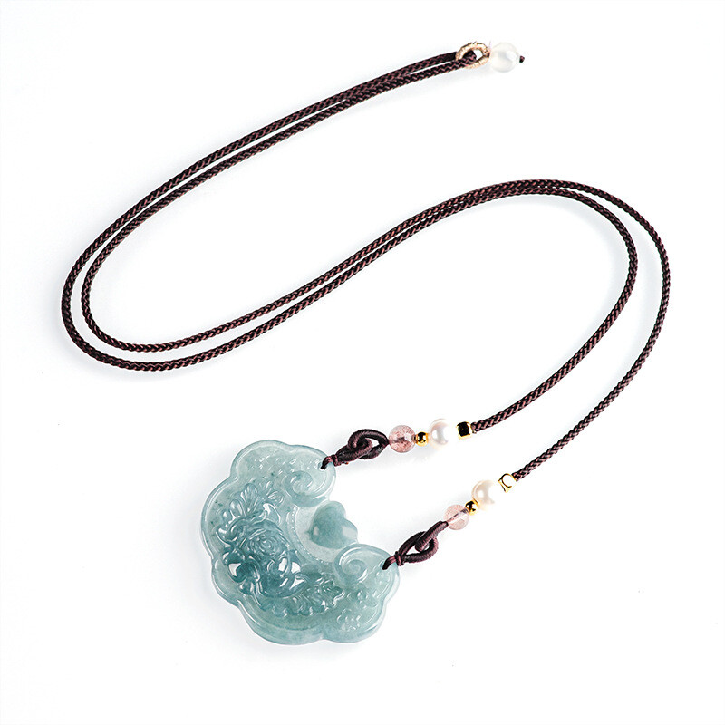 Natural A-grade Jade Blue Water Flower Blossoming Rich and Noble Jade ...