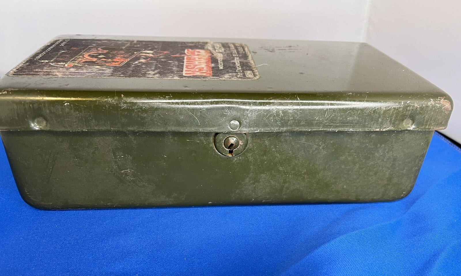 Vintage Green Military Metal Money Box Tin Cash Box | eBay