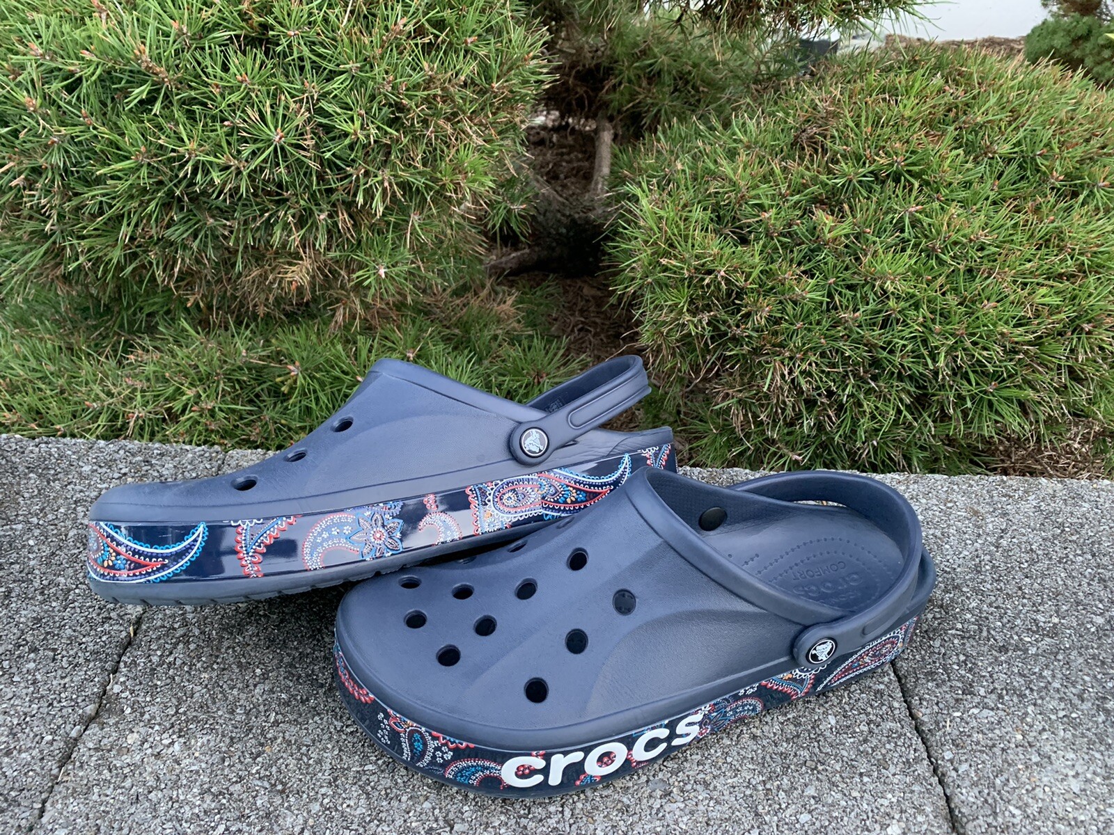 Crocs Navy Bayaband Bandana Print Clog Men’s Sz 13 20… - Gem