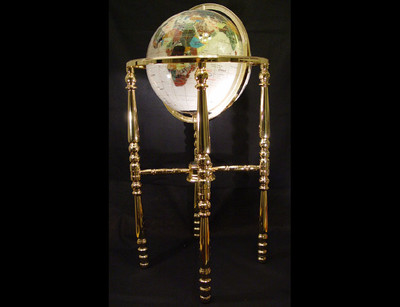 36" Tall Floor Standing Pearl swirl Ocean Gemstone World Globe with 4 ...
