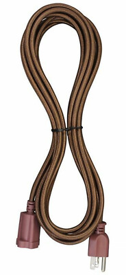 15 Foot BROWN Rayon Covered Extension Cord Molded Plug SVT 18/2 - UL ...