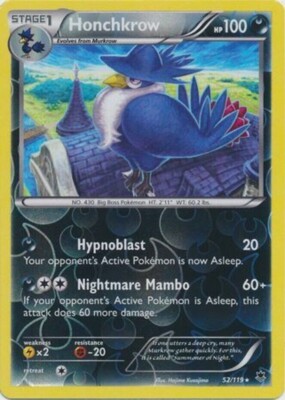 Honchkrow 52/119 Phantom Forces Reverse Holo Rare Light Play Pokemon ...