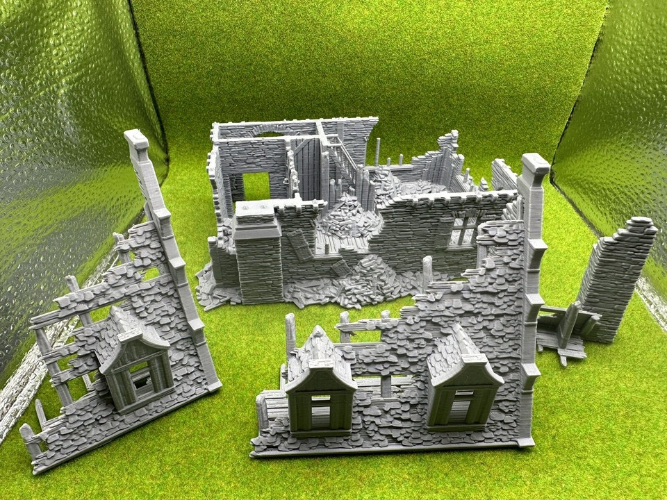 HO scale destroyed Building Roadside Inn 1:87 scale 3D print Grimdale ...