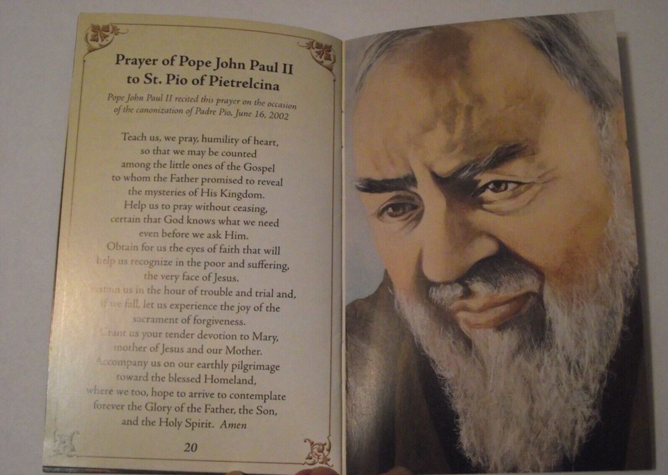 Cloth touched to relic of Saint Padre Pio Pio's Devotions prayer book ...