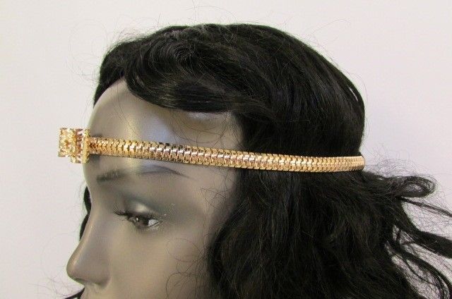 New Women Head Chains Jewelry Fashion Black Elastic Band Forehead Gold ...