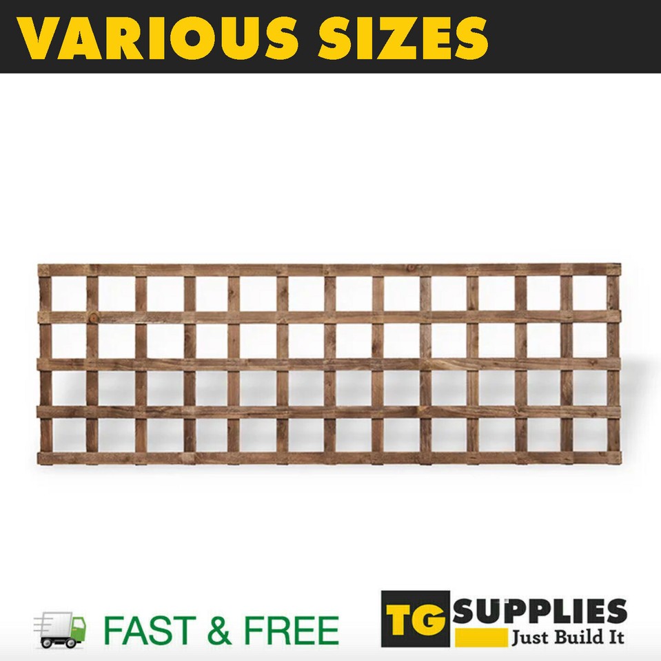 Rigid Wooden Timber Garden Trellis Fence Panels Golden Brown Treated ...