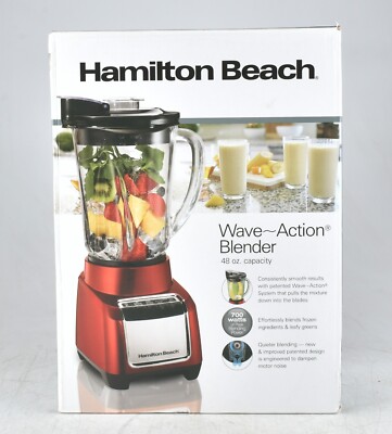 *Hamilton Beach Wave Action Blender Red 700 Watt Peak Power 48 Oz Glass ...