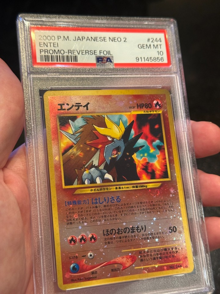 SWIRL 2000 Pokemon Japanese Neo 2 Promo Reverse Foil #244 Entei PSA 10 ...