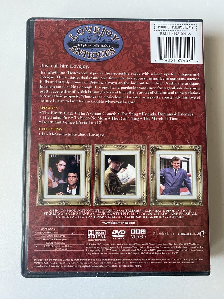 Lovejoy Season 1 First One (DVD, 2007, 3-Disc Set, BBC) Ian McShane ...