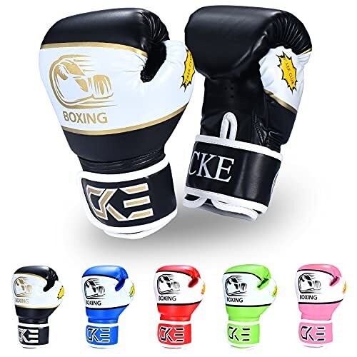Guantes de boxeo infantiles para Kick Boxing Muay Thai MMA, negros | eBay