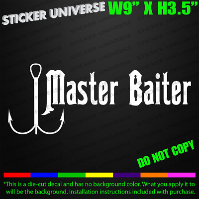 Master Baiter Funny Fishing Car Window Decal Bumper Sticker Hunting Fly ...