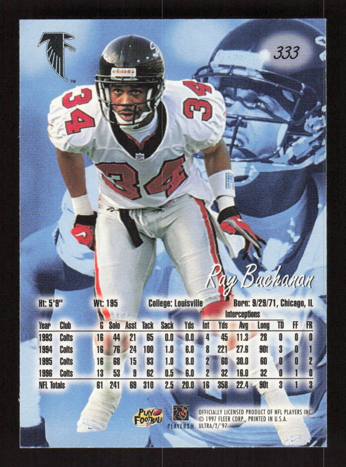 1997 Fleer Ultra #333 Ray Buchanan Atlanta Falcons | eBay