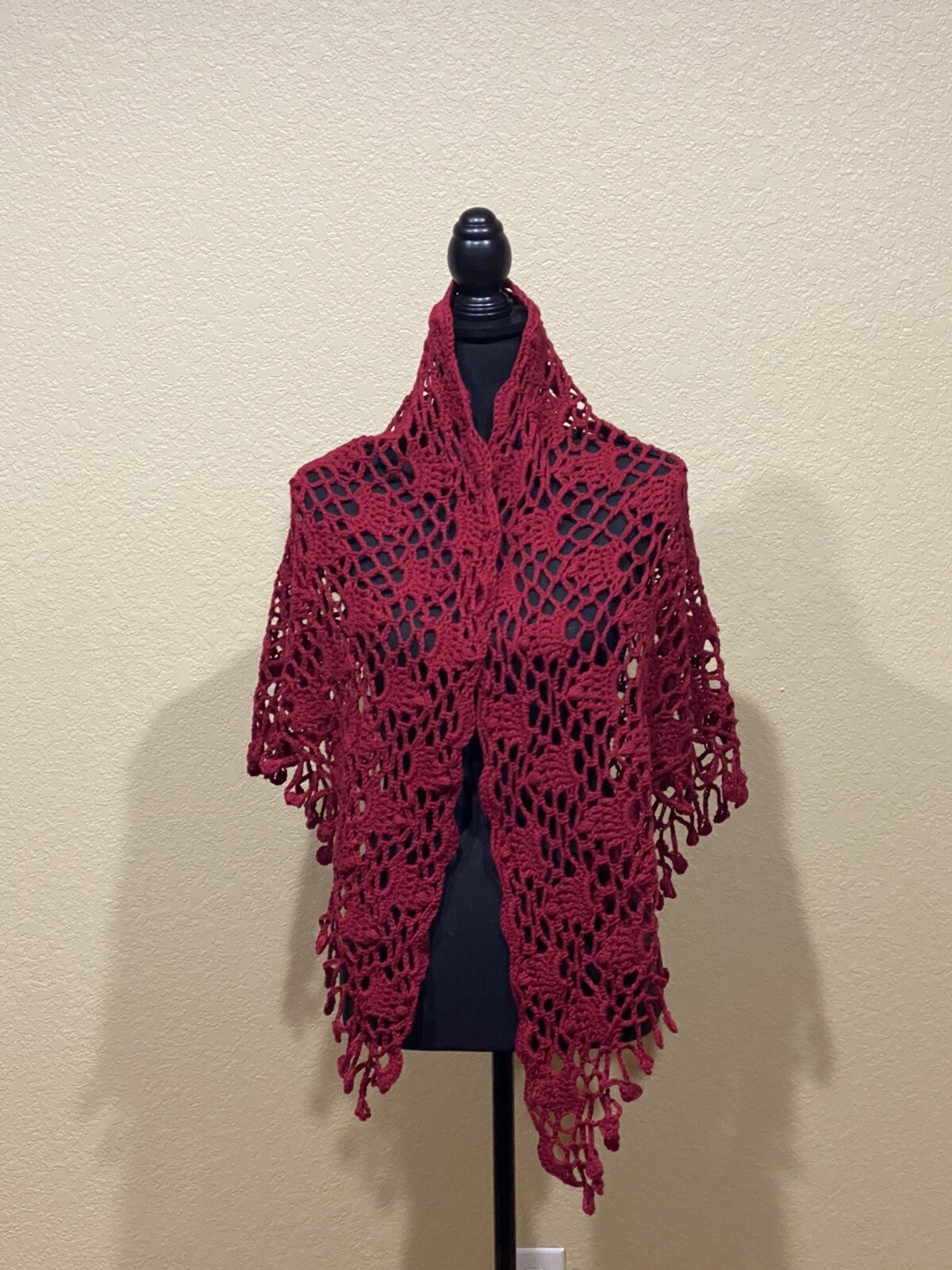 Handmade Crochet Red Shawl Proudly made in USA | eBay