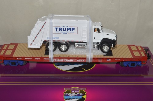 O scale MTH president Donald Trump flat car train w/ garbage truck (non ...