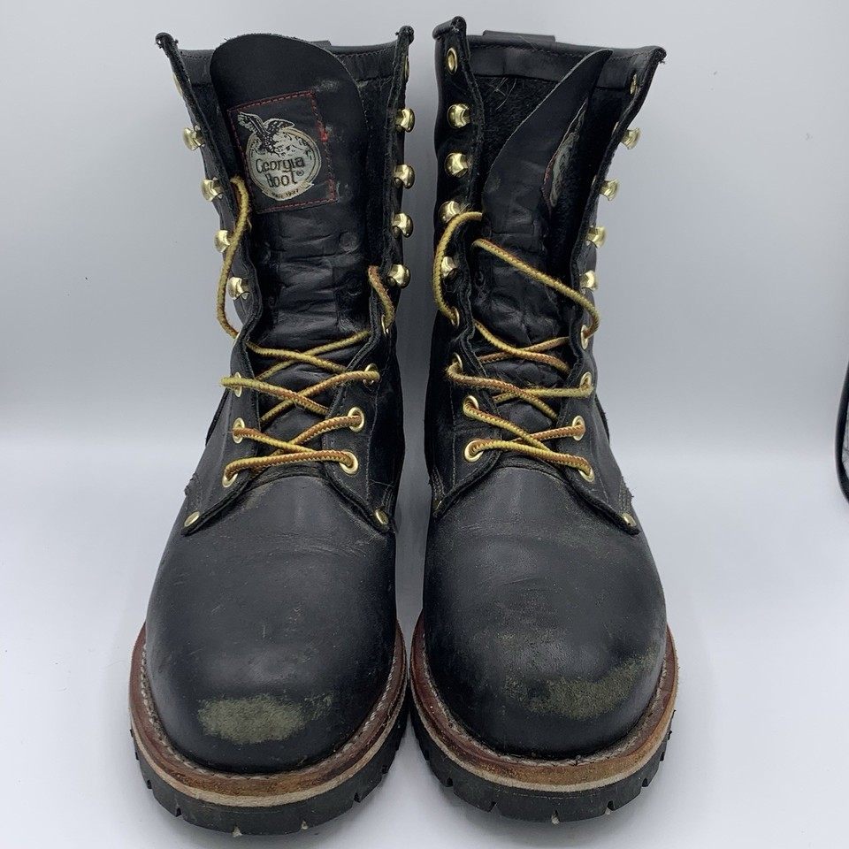 Black leather Georgia work Boots Logger Work Boot 9 M Men’s | eBay