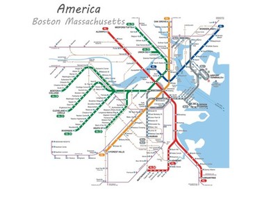 Boston Subway Map Poster Wall Art - Urban Transit Decor Fine Art Print ...