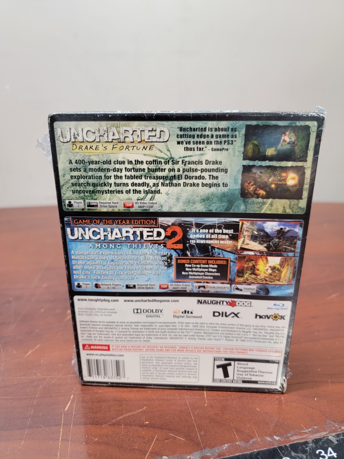 UNCHARTED 1 & 2~ Dual Pack PlayStation 3 PS3 2011 Brand New Sealed ...