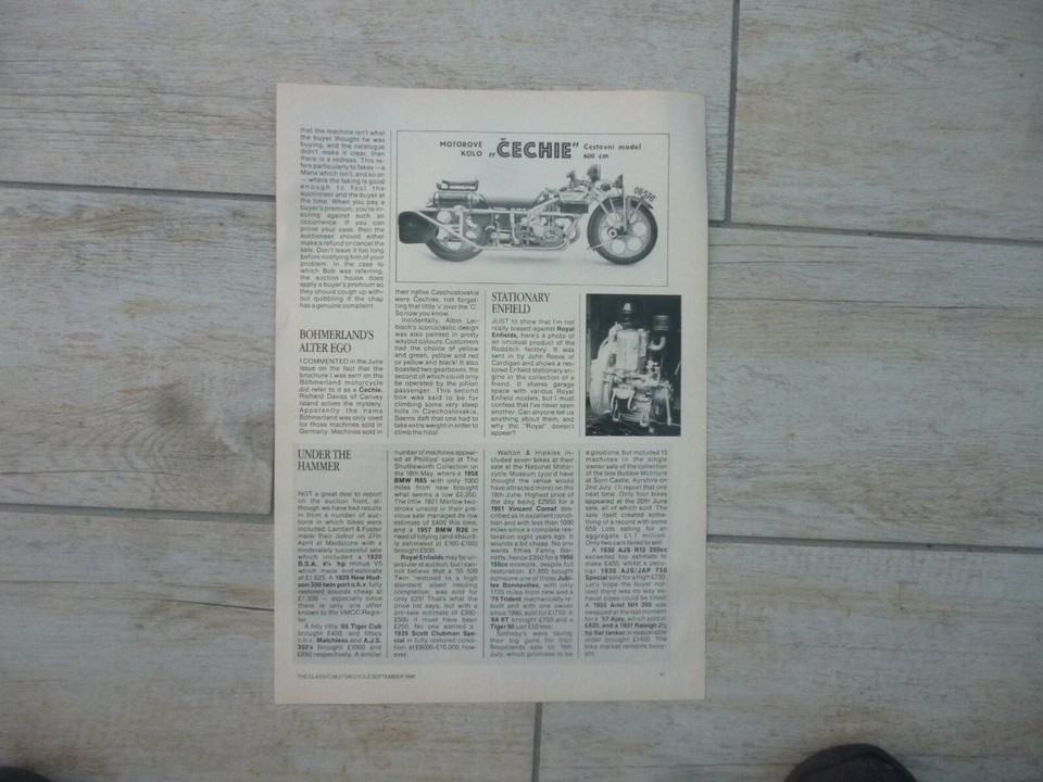 Cechie & Bohmerland Sidecar outfit technical & historical literature-4 ...