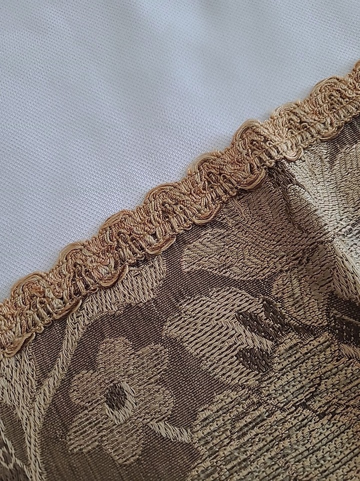 Jacquard Tapestry Upholstery Fabric Sample w/ trim vintage brown gold ...