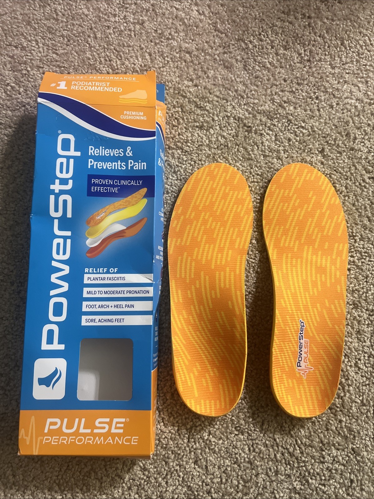 PowerStep PULSE Performance Insoles Running Pain Relief Orthotic 5-5.5M / 7-7.5W | eBay