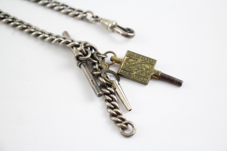 Mixed Grade Silver Antique Watch Chain Partial Fob Albert 48g | eBay UK