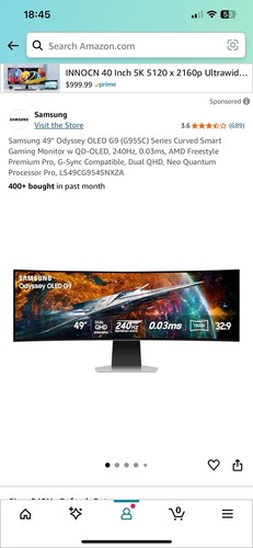 Samsung Odyssey Neo G95SC 49 inch Widescreen Curved OLED Gaming Monitor ...
