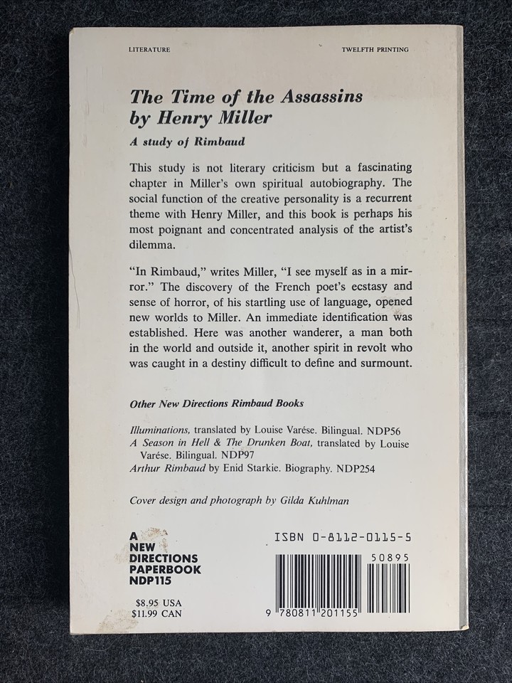 The Time of the Assassins: A Study of Rimbaud by Henry Miller: Vintage ...