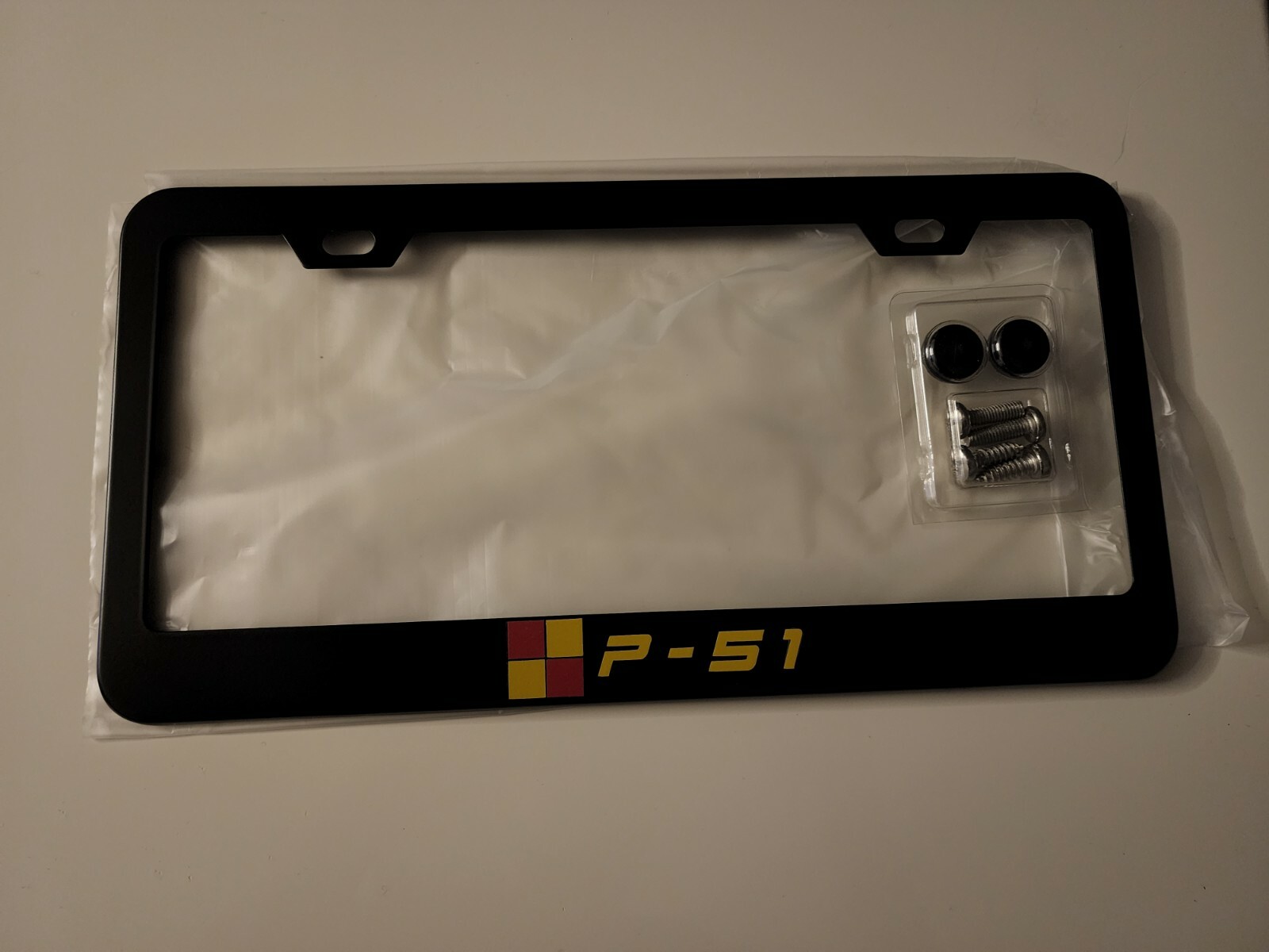 Ford Mustang Roush Black Metal License Plate Frame Cover Tag with P-51 ...