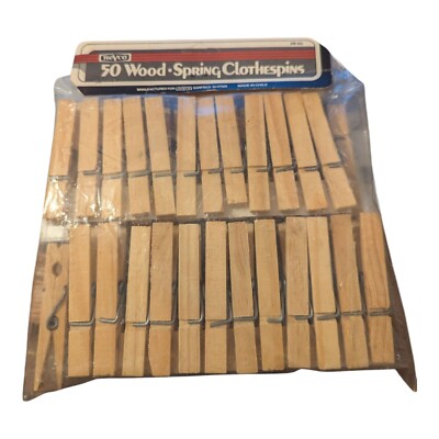 50 ct. 3” Clothes Pins Wooden Spring Loaded Clothespins Nevco | eBay