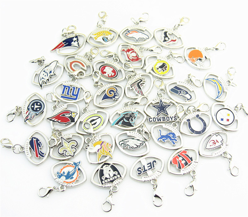 NFL Football Sports Team Pendant Dangle Charms Clasp Necklace Bracelet ...