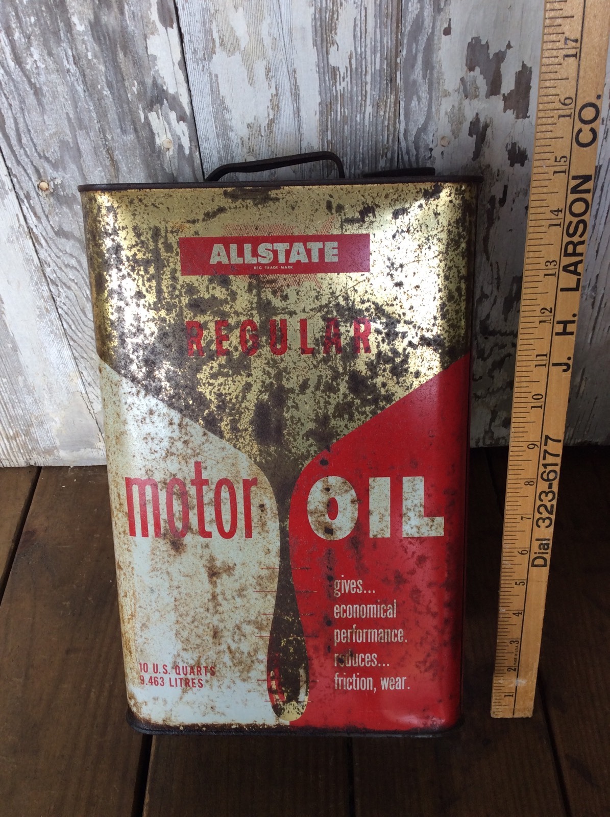 Uncommon Allstate Motor Oil 10 Quart Tin Can With Lid Gold And Red | eBay