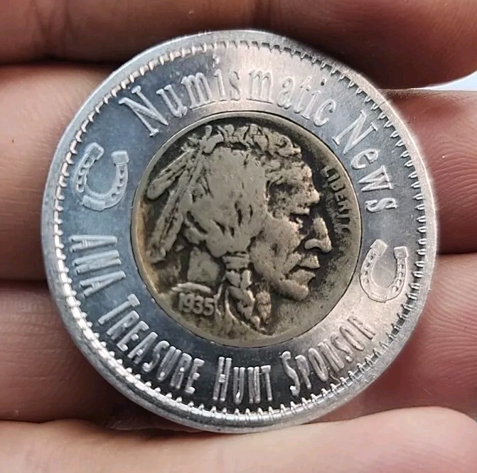 1935 Buffalo Nickel Encased Numismatic News Black Diamond Good Luck ...